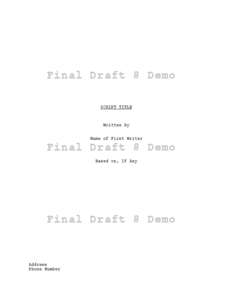 Final Draft 8 Demo: Script Title | PDF | Leisure