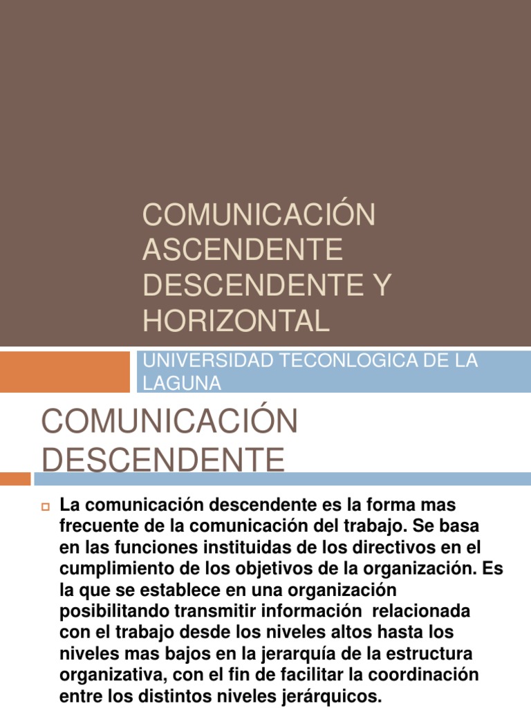 Comunicación Ascendente Descendente y Horizontal | PDF