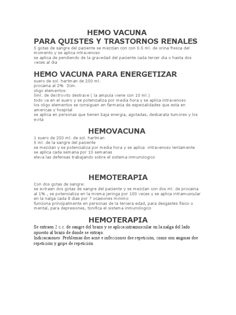 Tipos de Hemovacuna | PDF