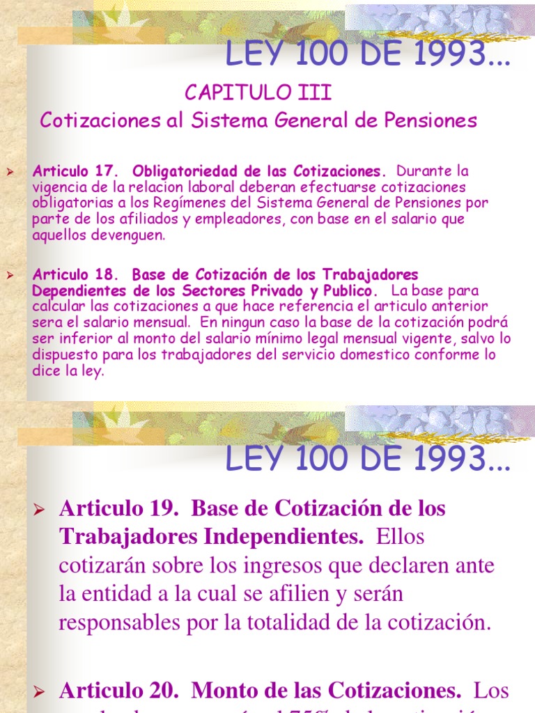 Ley 100 de 1993 | PDF | Pensión | Esfera pública