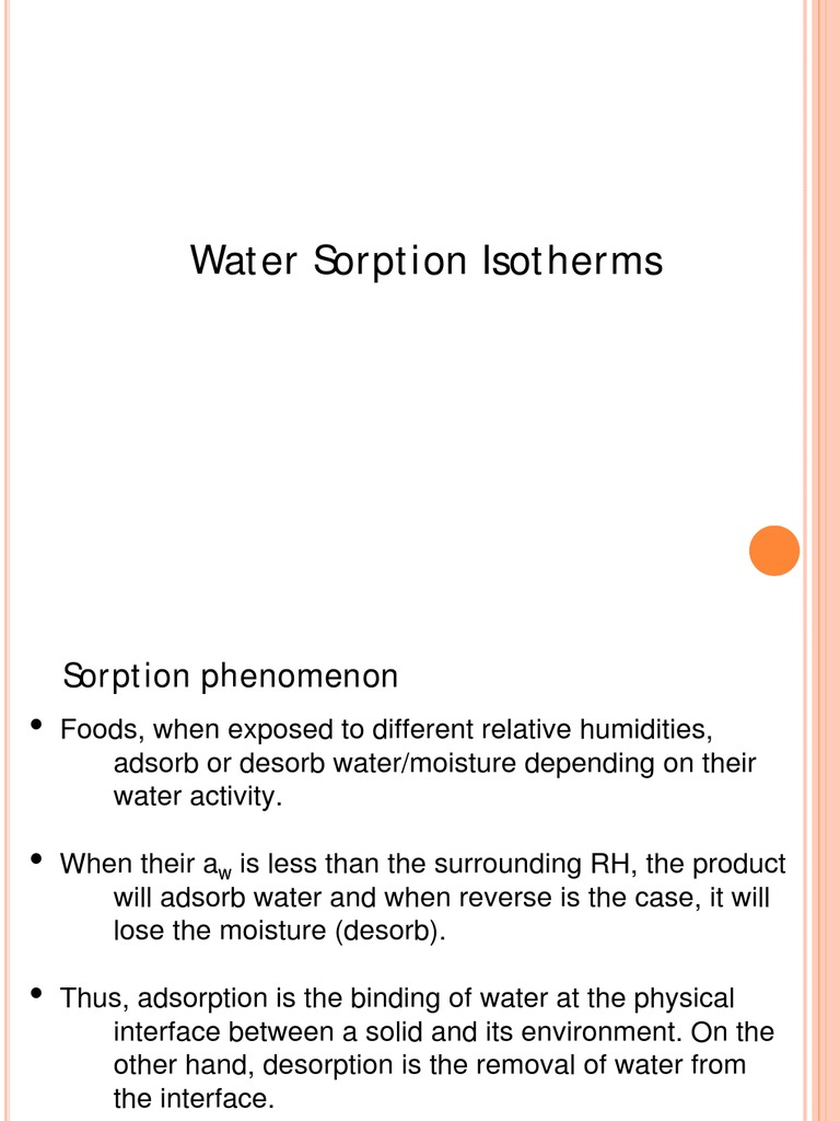Lecture 2-Moisture Sorption Isotherms | PDF | Adsorption | Properties ...