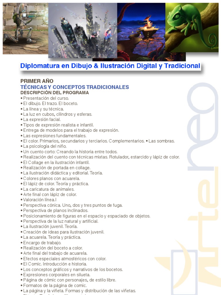 Temario Ilustracion Digital Arteneo | PDF | Animación | Adobe Dreamweaver