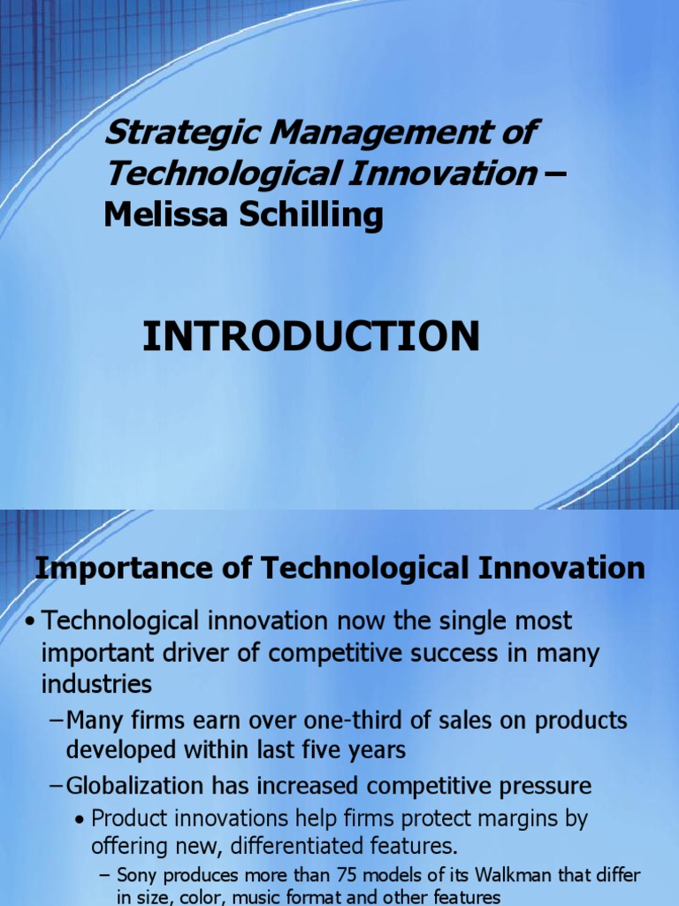 Schilling 01 | PDF | Innovation | Economic Growth