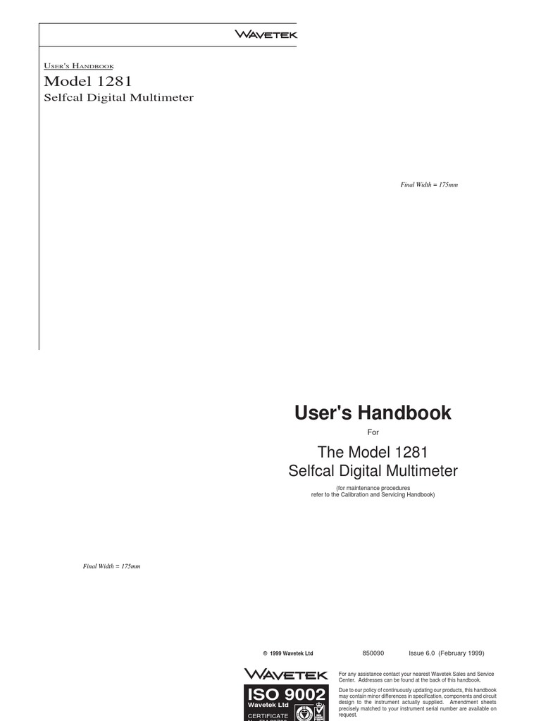Datron 1281 - User Guide | PDF | Amplifier | Calibration