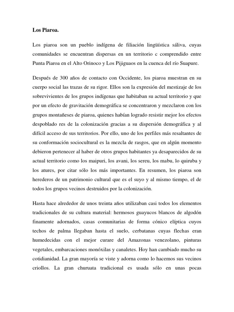 Los Piaroa | PDF | Gente indígena