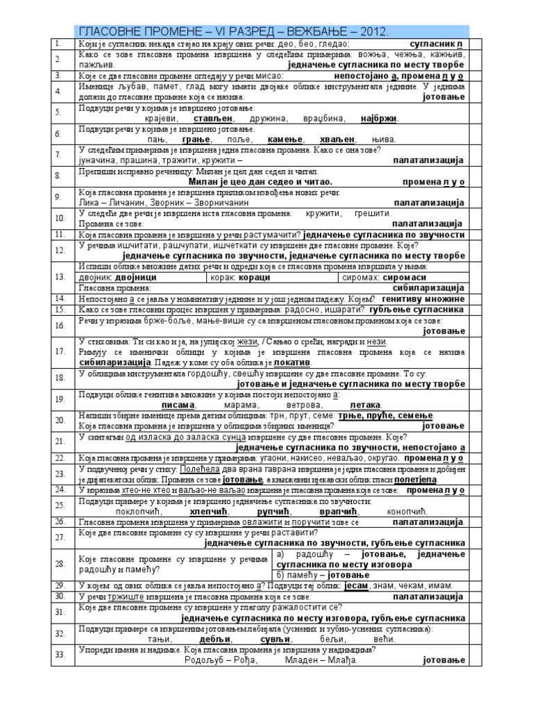 Glasovne Promene Vi Vezbanje 2012 | PDF