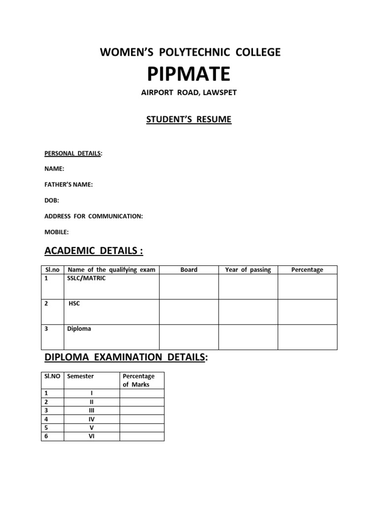 Women's Polytechnic Resume Template | PDF