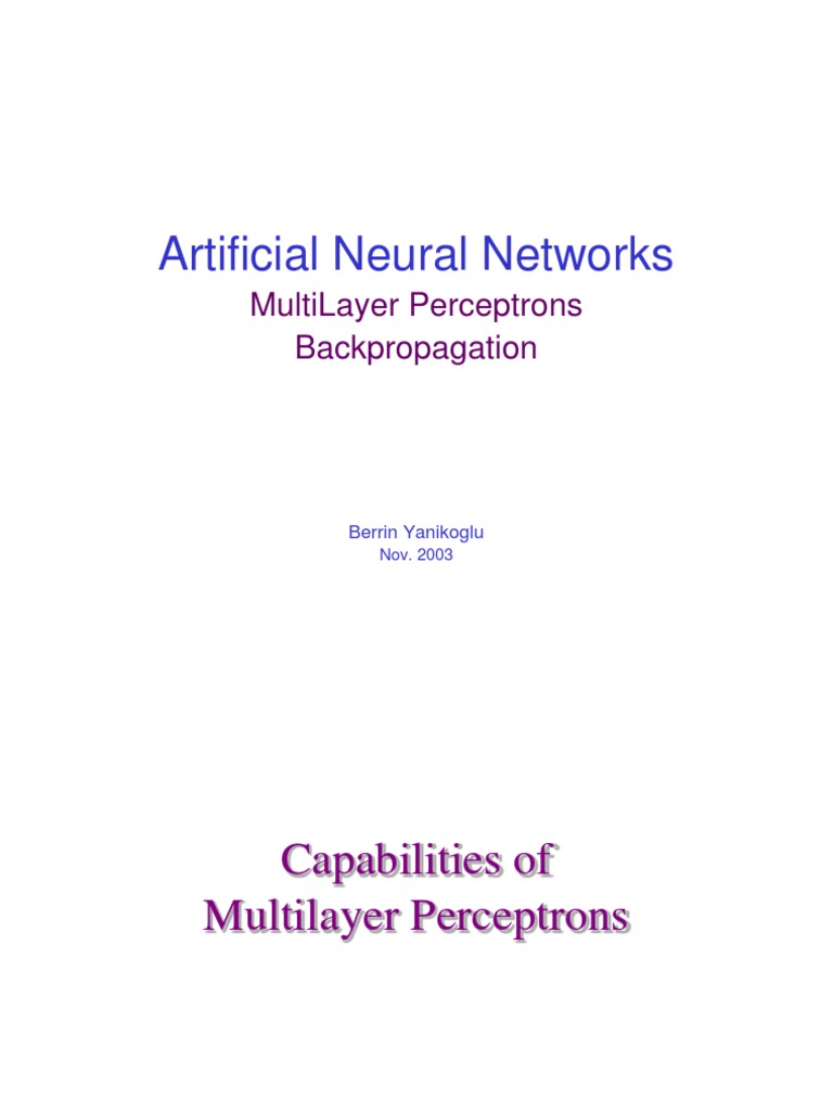 Artificial Neural Networks: Multilayer Perceptrons Backpropagation | PDF | Maxima And Minima ...