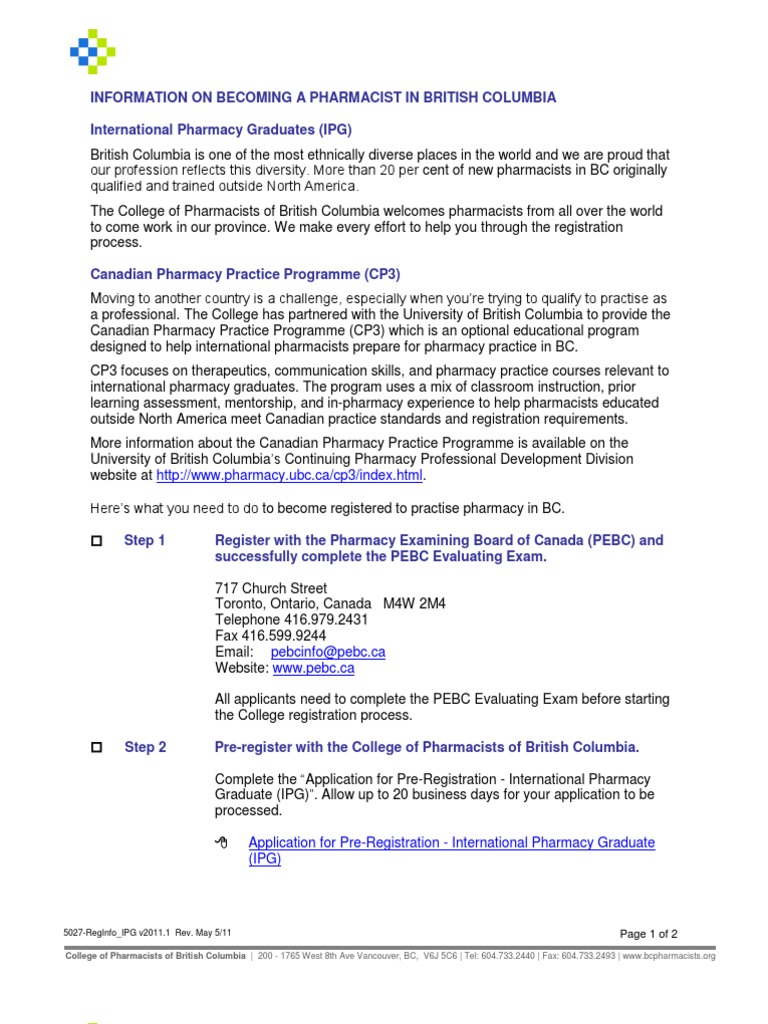 Pharmacist Licensure in BC | PDF | Pharmacist | Licensure