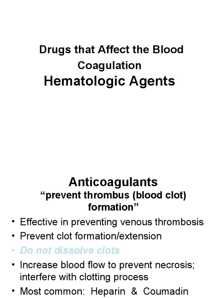 Anticoagulants Dysloipidemic Agents | PDF | Coagulation | Thrombus