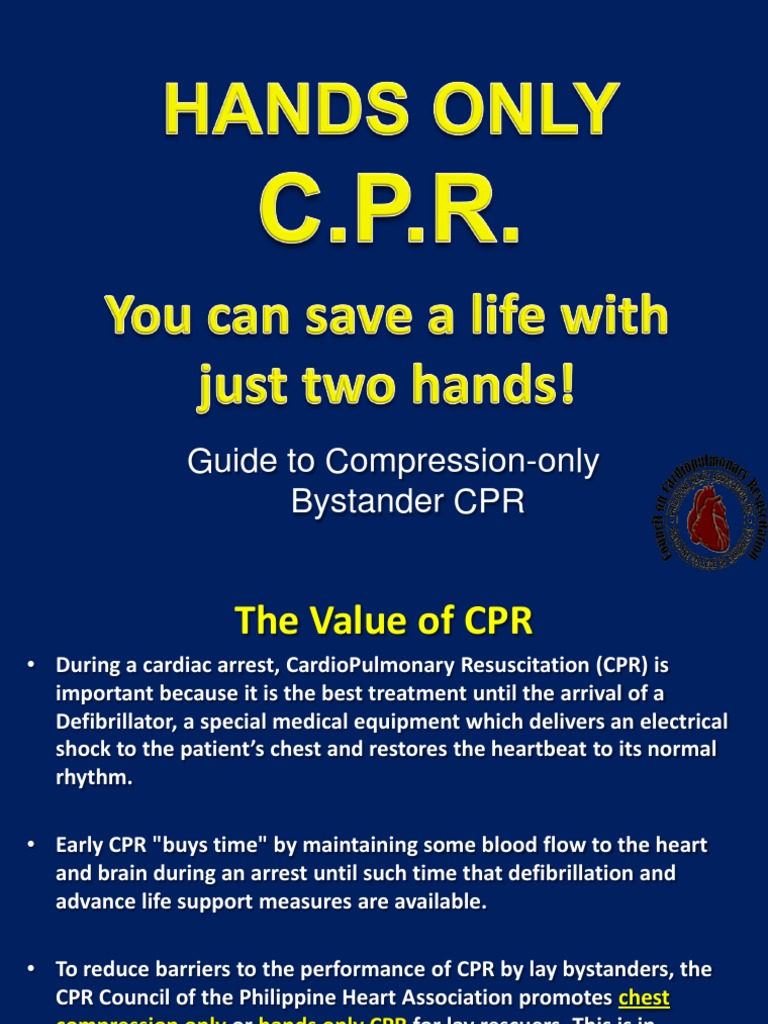 Hands Only CPR | PDF | Cardiopulmonary Resuscitation | Cardiac Arrest