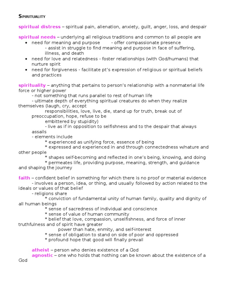 Spiritual Distress Spiritual Needs: Pirituality | PDF | Spirituality ...