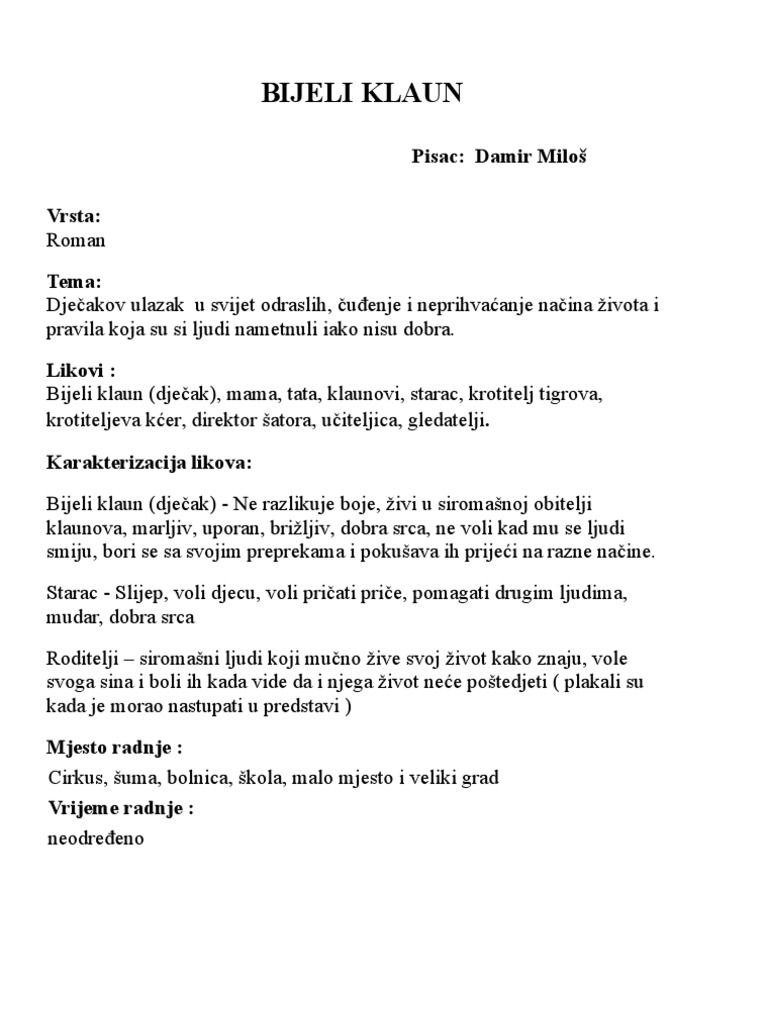 BIJELI KLAUN-Damir Miloš | PDF