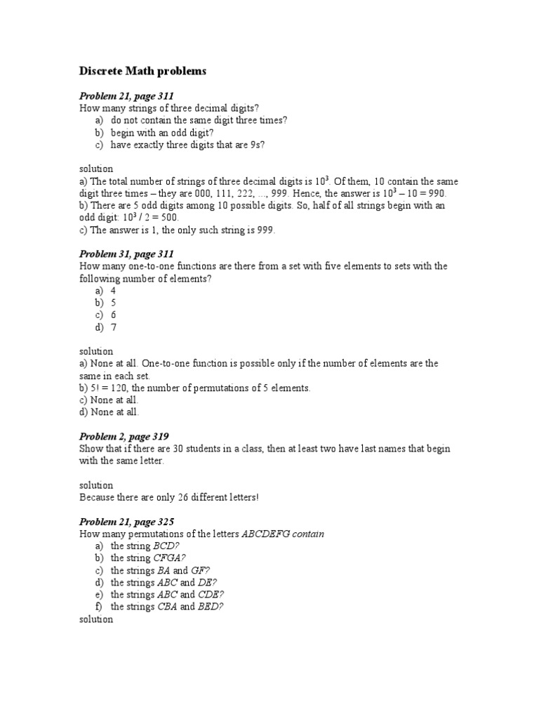 EX1 - Discrete Math ProblemS | PDF | Permutation | Discrete Mathematics