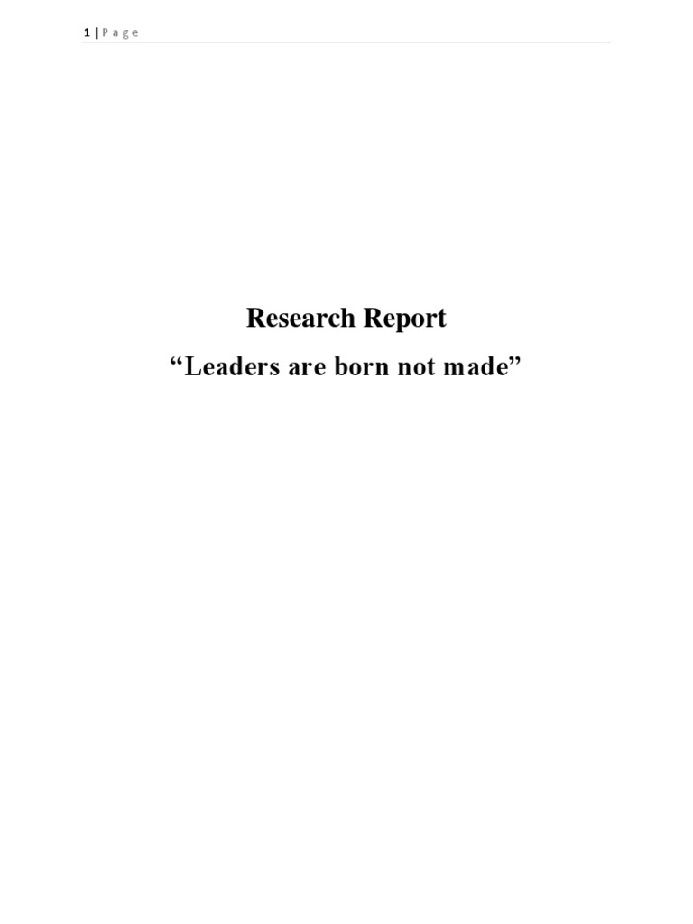 Leaders Are Born Not Made | PDF | Emergence | Leadership