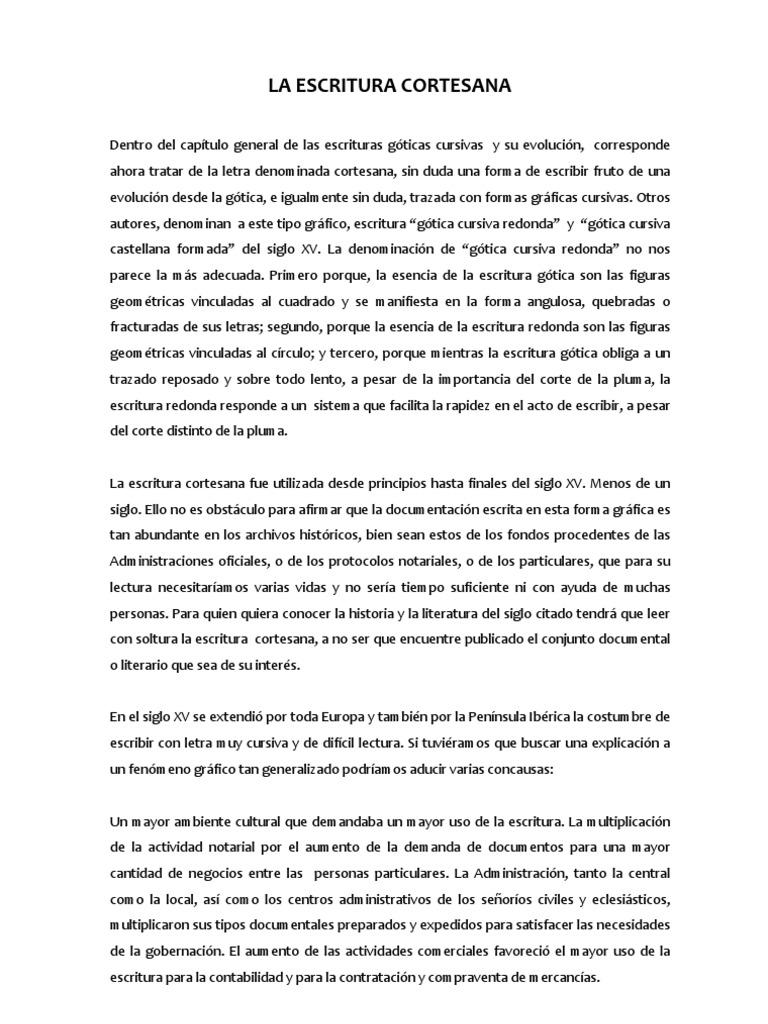 La Escritura Cortesana | PDF