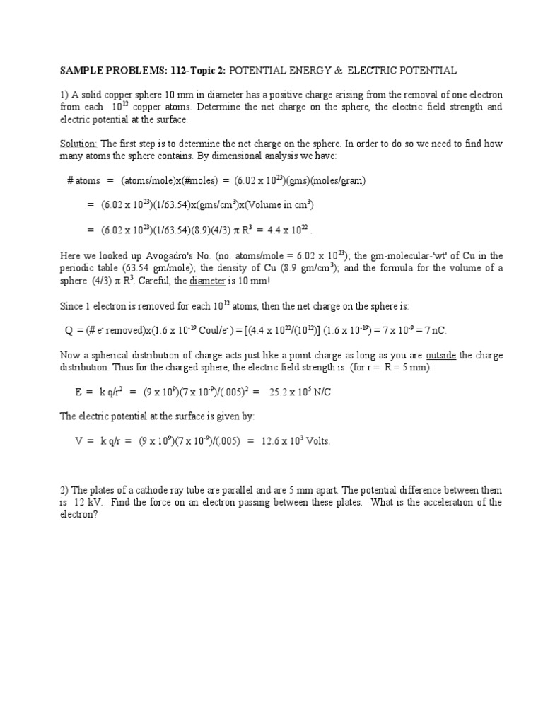 Physics Problem Solutions | PDF | Electronvolt | Electron
