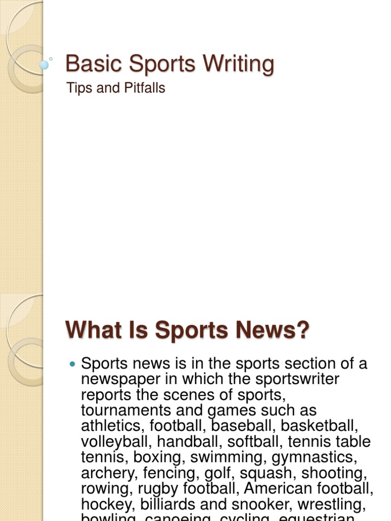 Basic Sports Writing | PDF | Sports | Athletic Sports