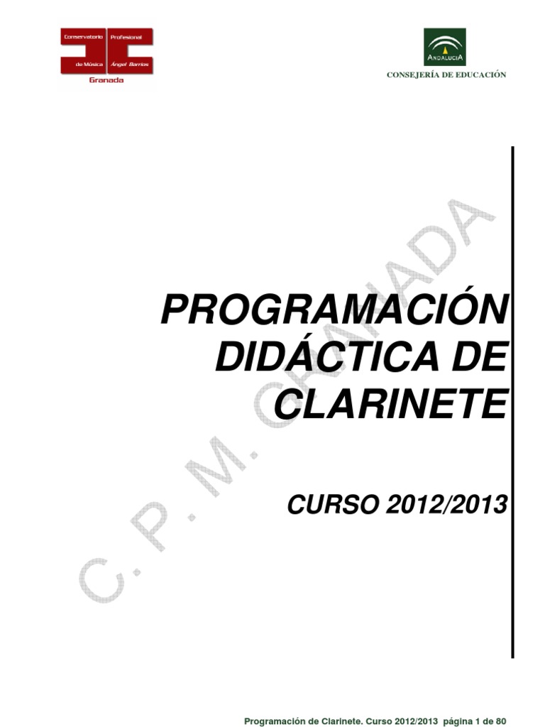 Programacion Didactica de Clarinete | PDF | Plan de estudios | Aprendizaje
