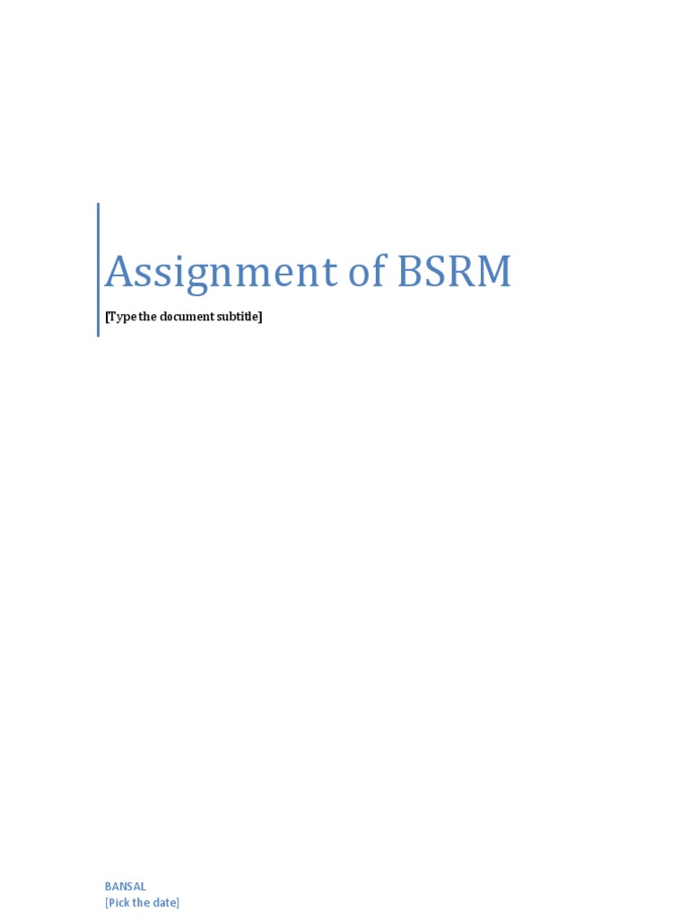 BSRM Assignment | PDF | Sampling (Statistics) | Research Design