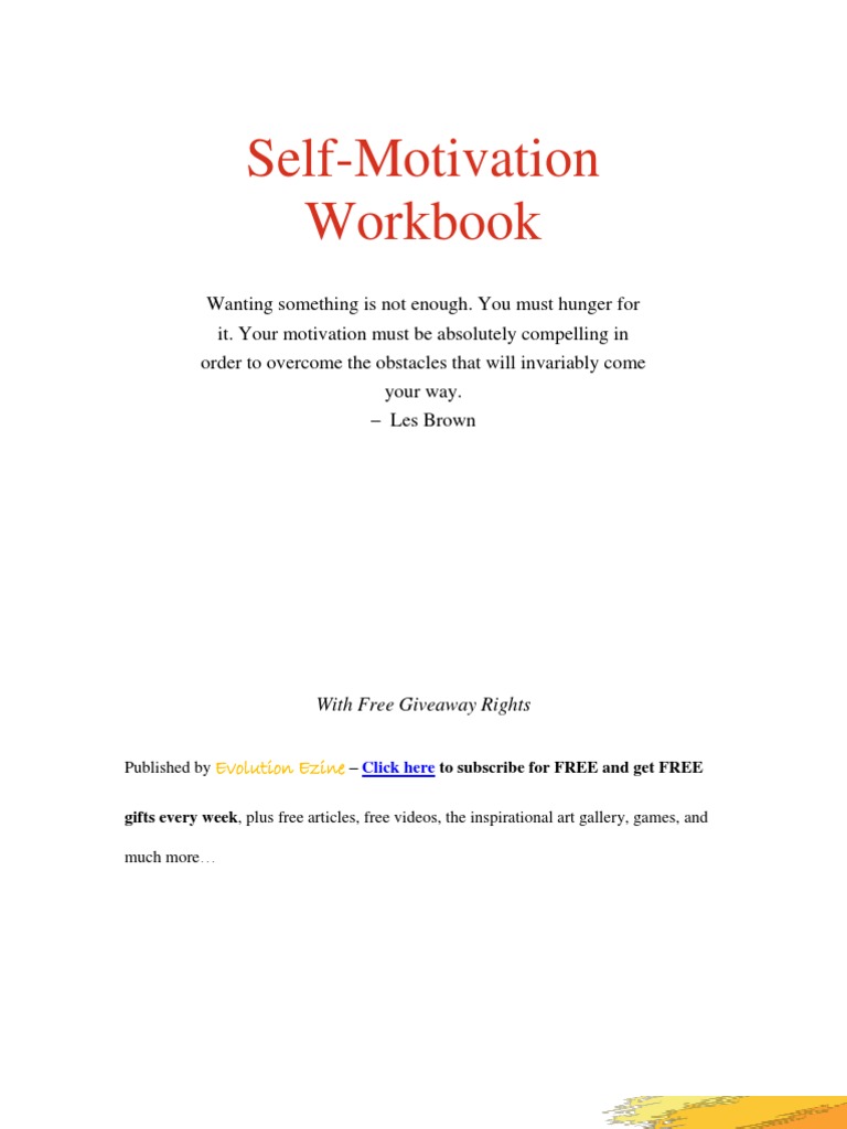 Self Motivation Workbook | Pleasure | Motivation
