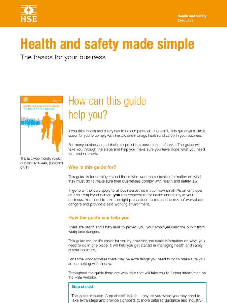 Health Health and Safety Made Simple PDF | PDF | Occupational Safety ...