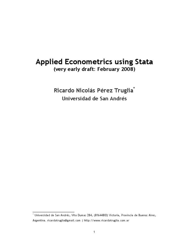 Applied Econometrics Using Stata | Download Free PDF | Errors And Residuals | Regression Analysis