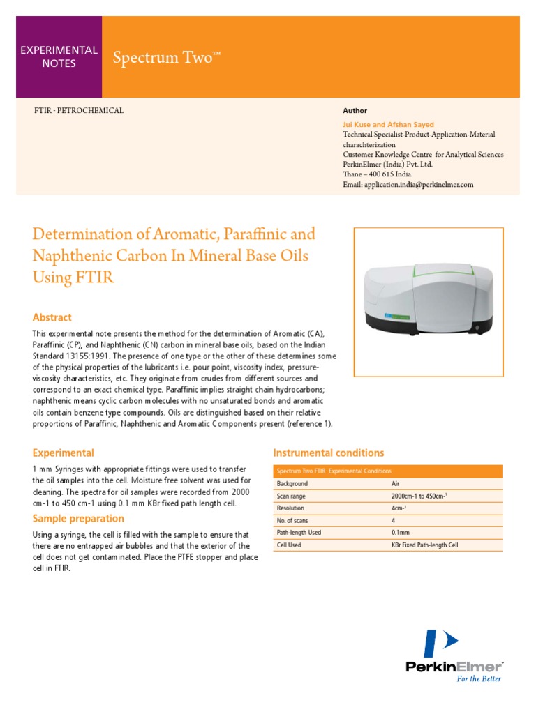 Determination of Aromatic, Paraffinic and | PDF | Fourier Transform ...