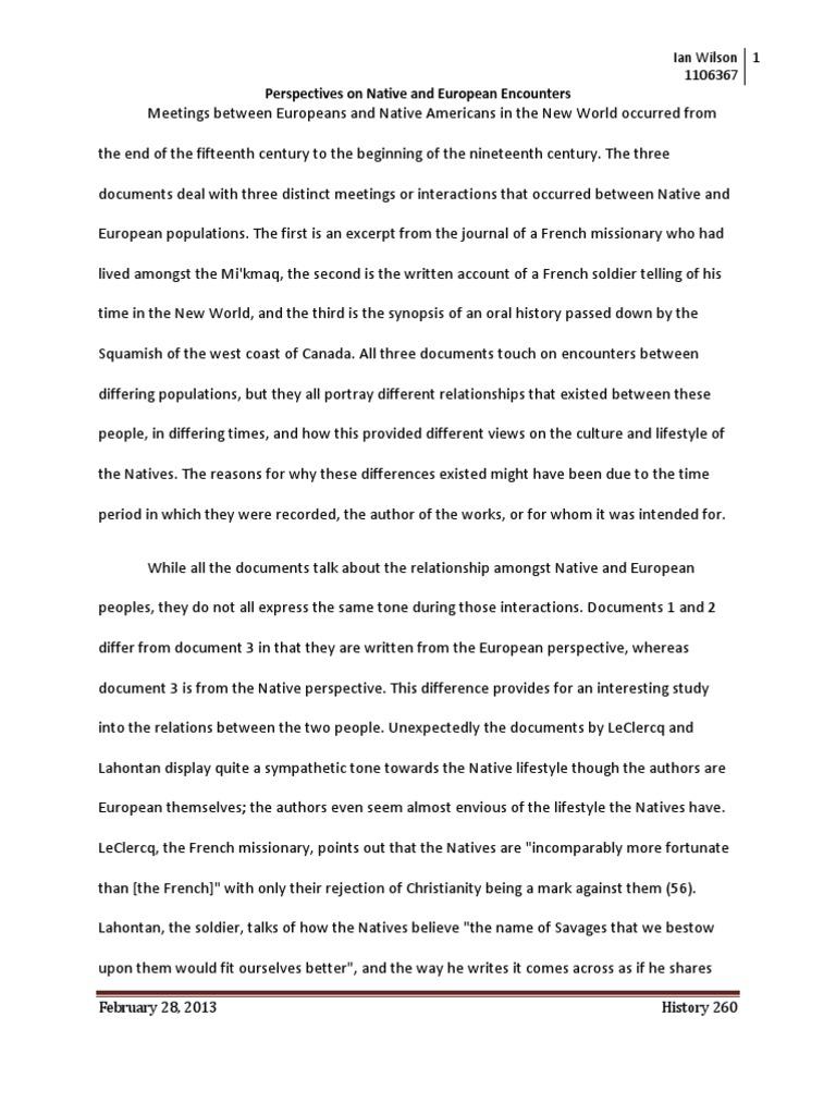 Three Perspectives on Native and European Encounters in the New World ...