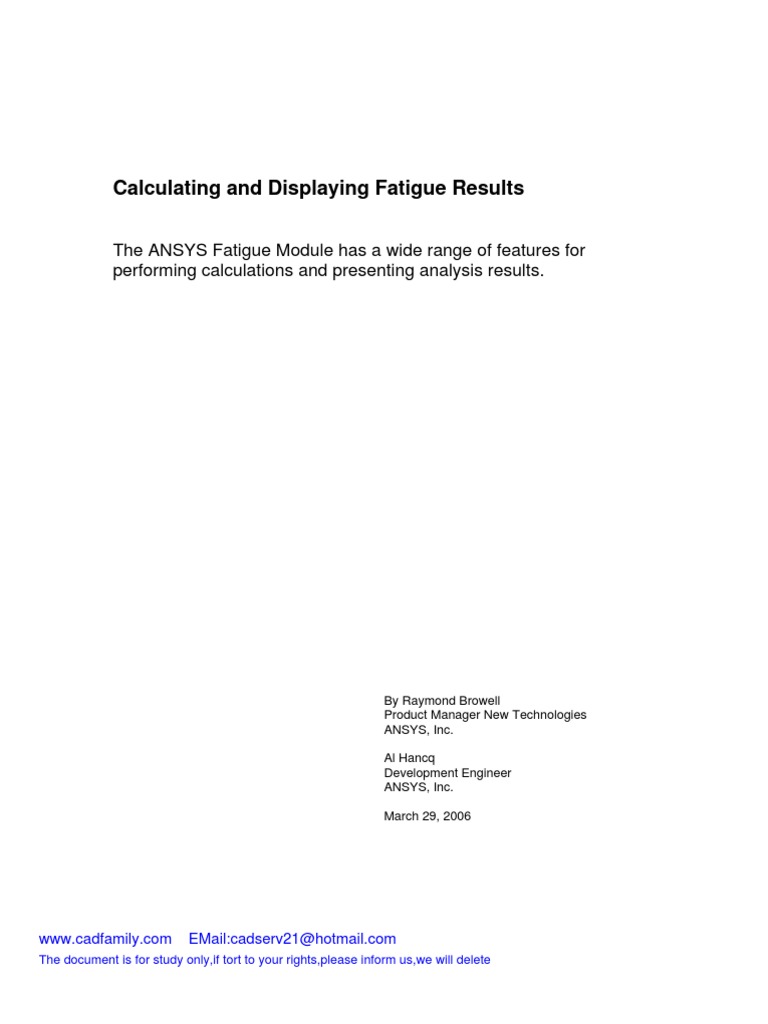 A Comprehensive Guide to Calculating and Displaying Fatigue Results in ...