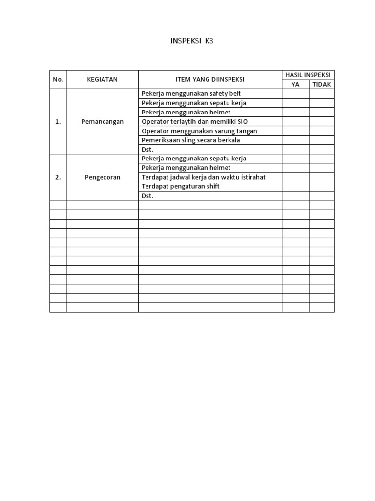Inspeksi K3 | PDF