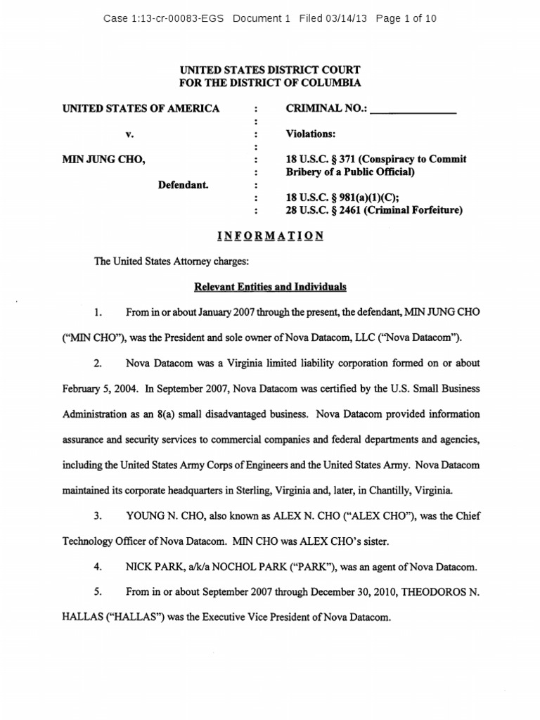 Min Cho Criminal Indictment | PDF