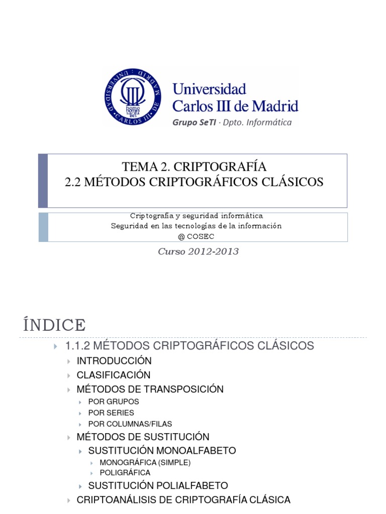 Criptografía Clásica y Criptoanálisis | PDF | Criptoanálisis | Criptografía