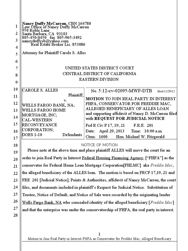 Motion-Joinder FHFA 4-29-13 | Fannie Mae | Government Sponsored Enterprise