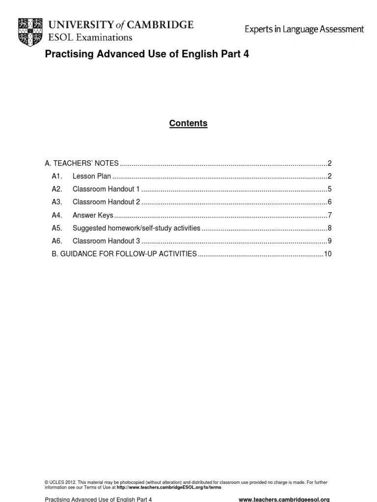 Practising Cae Use of English Part 4 | PDF