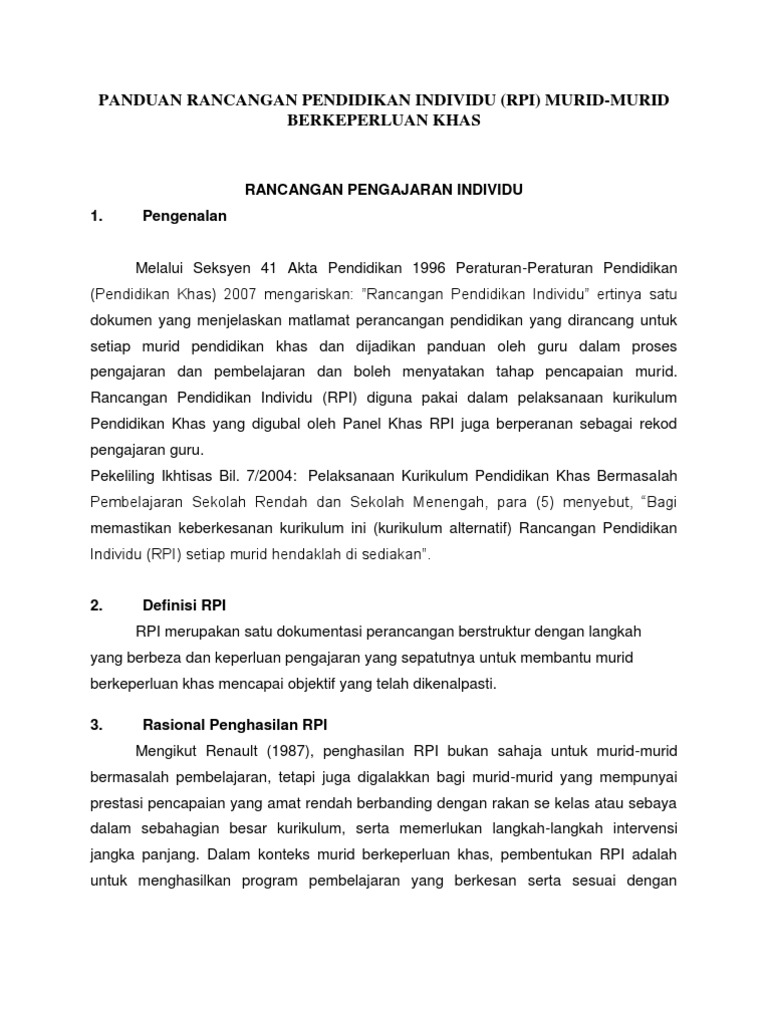 Panduan Rancangan Pendidikan Individu | PDF | Karier & Perkembangan