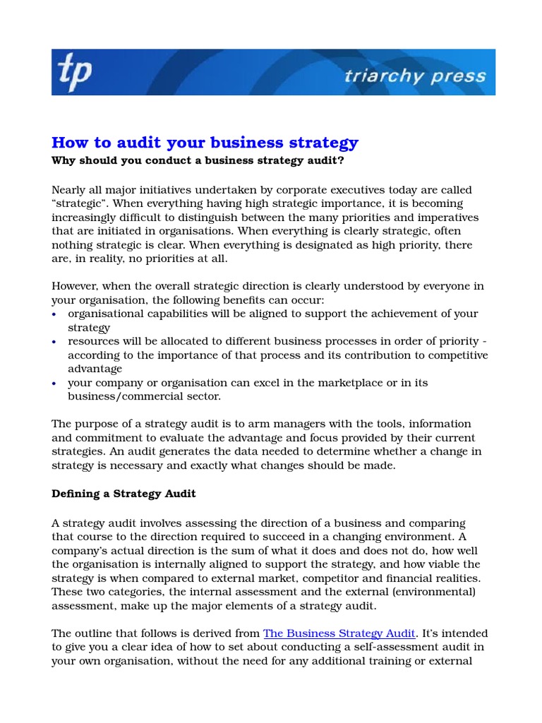 Auditing Your Organization's Strategy | Strategic Management | Audit