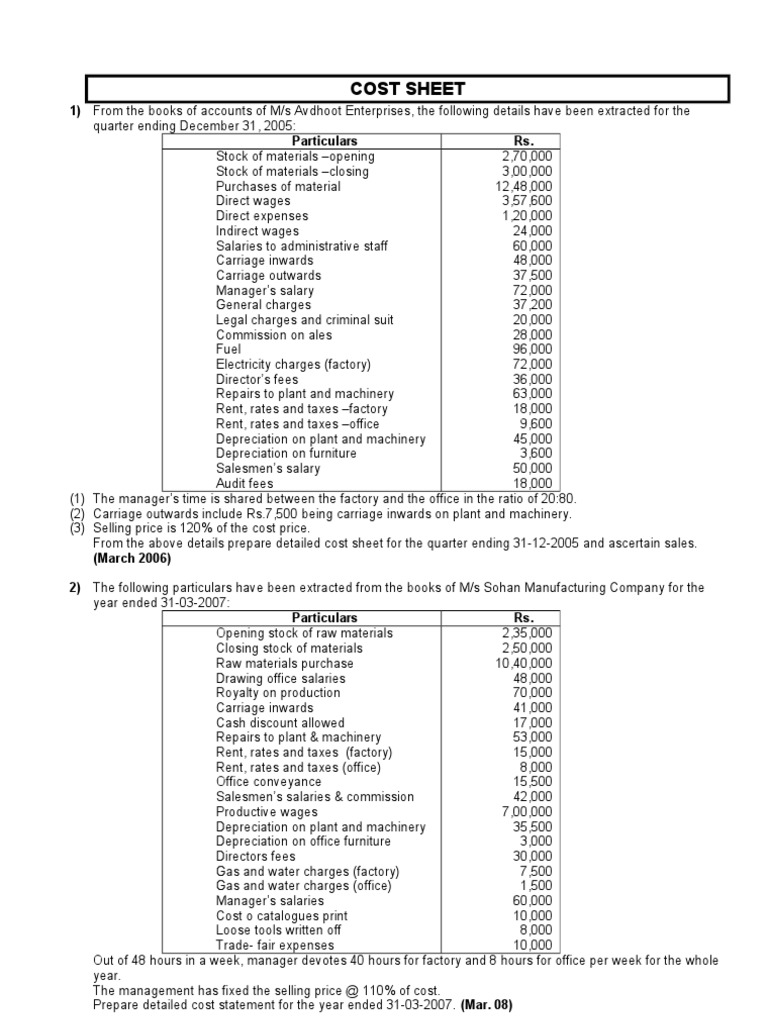 COSTING | PDF | Expense | Cost