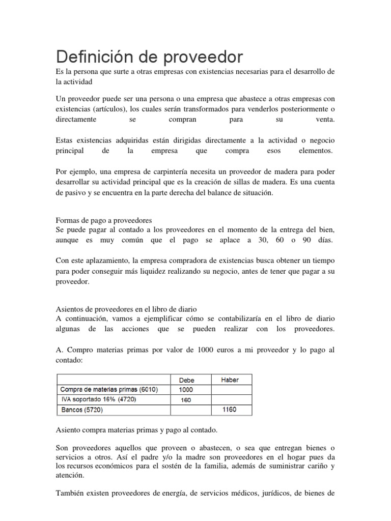 Definición de Proveedor | PDF | Outsourcing | Internet