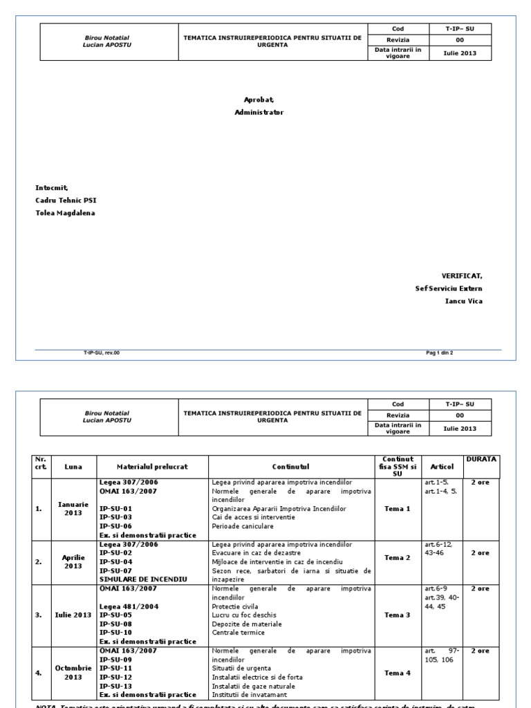 T-IP-SU Tematica Instruire Periodica 2013 | PDF