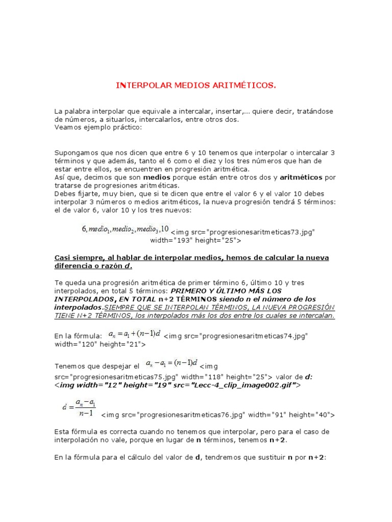 Interpolar Medios Aritméticos | PDF | Aritmética | Objetos matemáticos