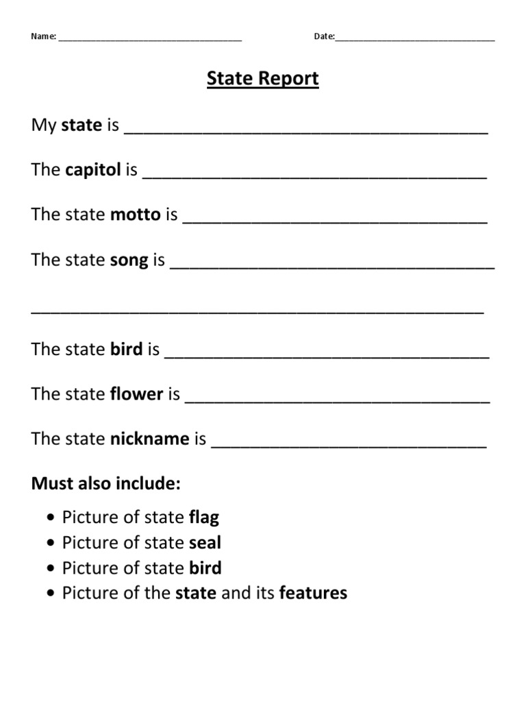 State Report Worksheet