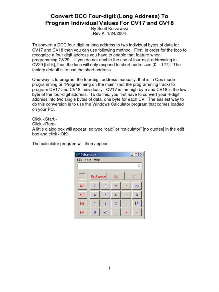 Convert DCC Four-Digit (Long Address) To Program Individual Values For ...