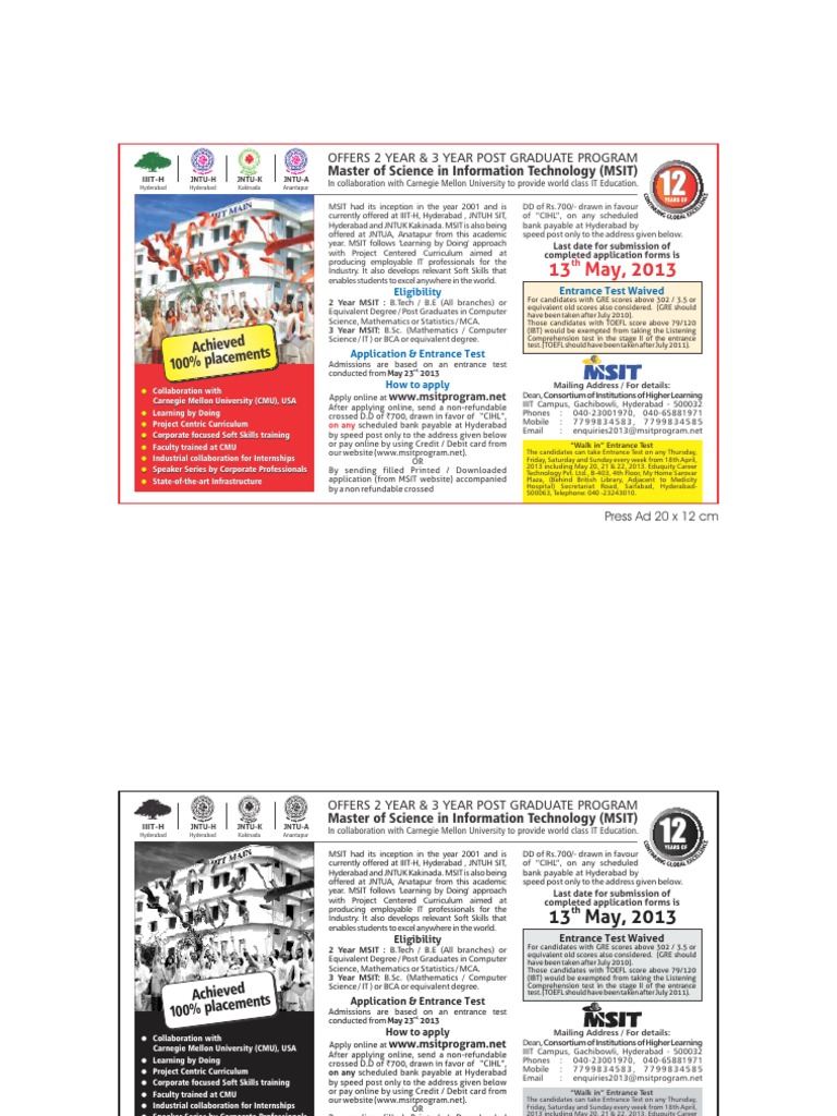 Master of Science in Information Technology (MSIT) : Achieved 100% ...