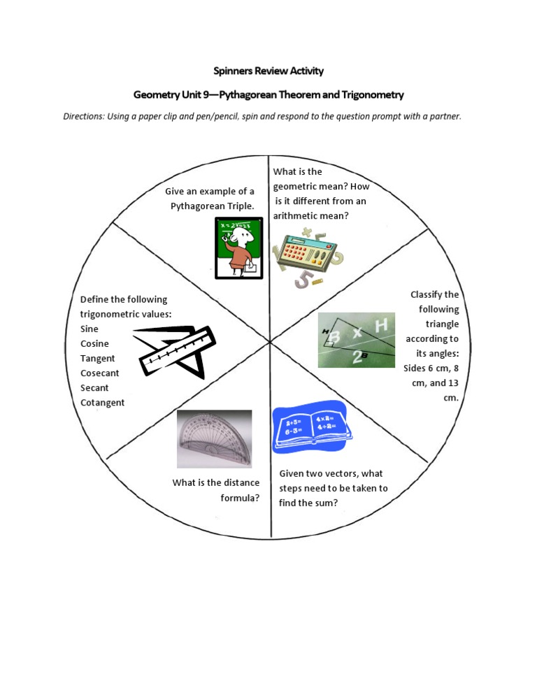 Geometry Review: Pythagorean & Trigonometry | PDF | Games & Activities