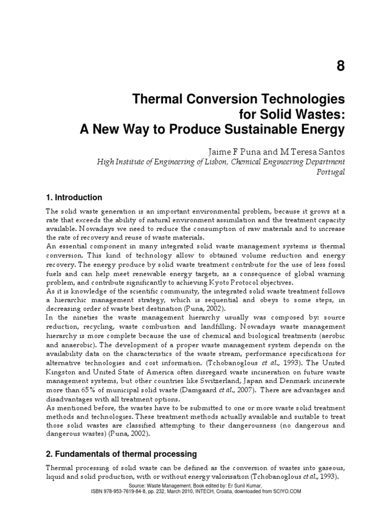 Thermal Conversion Technologies For Solid Wastes A New Way To Produce ...