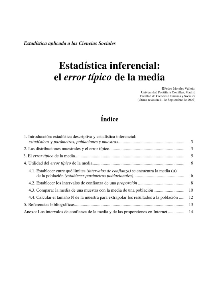 Error Tipico de La Media | PDF | Muestreo (Estadísticas) | Desviación ...