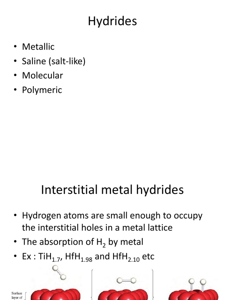 Hydrides: - Metallic - Saline (Salt-Like) - Molecular - Polymeric | PDF ...