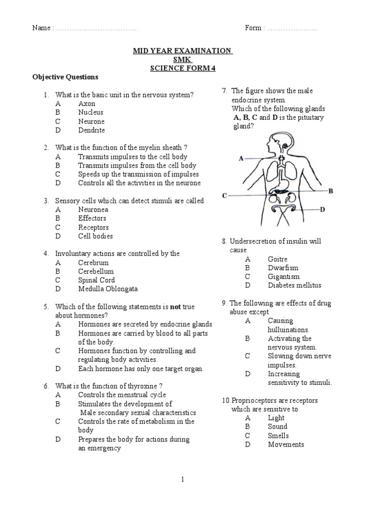 Form 4 Science Mid-Year Exam Paper | PDF | Sex | Atoms