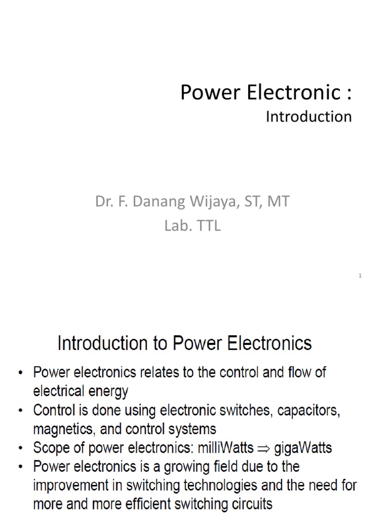 Power Electronic Dr F Danang Wijaya St Mt Lab Ttl Pdf Power